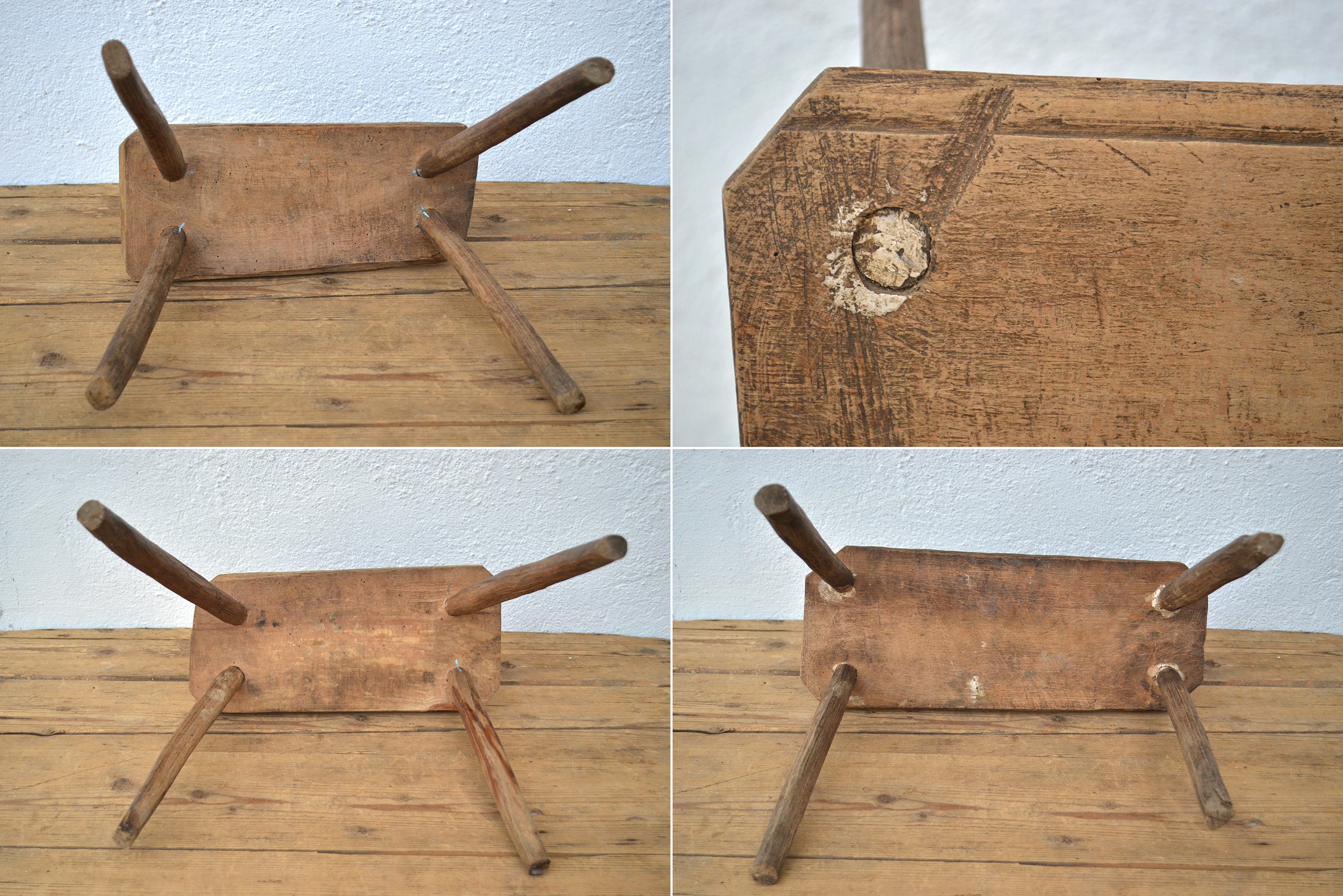 Taburete de madera rústica taburete de ordeño primitivo | Etsy