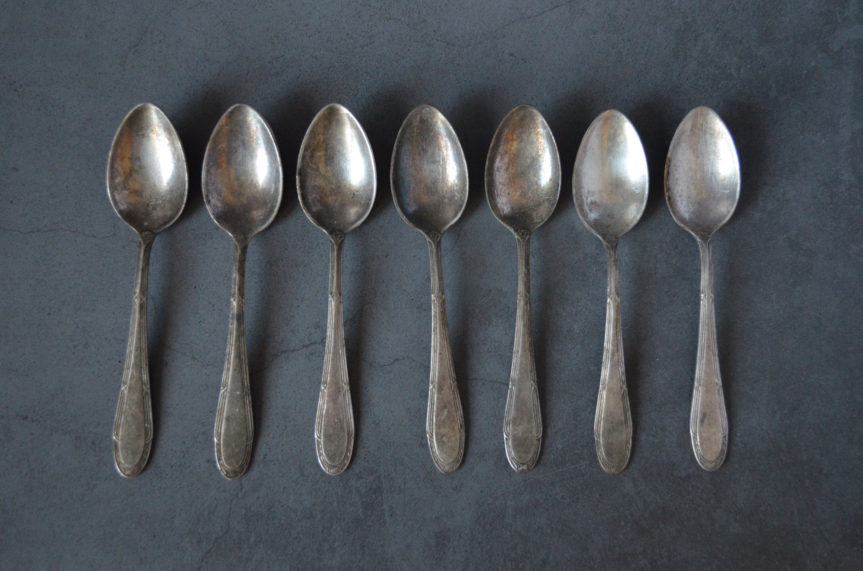 Vintage Tea Spoons, Rustic Alpacca Teaspoons, Food Styling Photo Props ...
