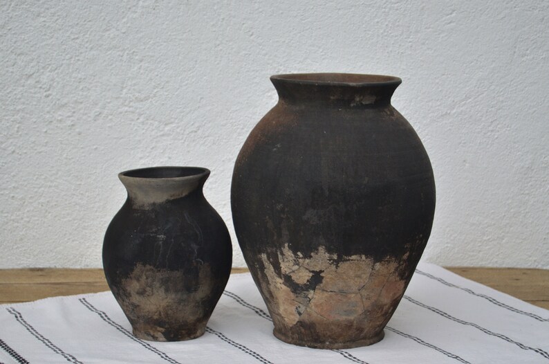 Primitive Jugs, Rustic Burned Clay Pitcher, Cooking Vessel - Etsy