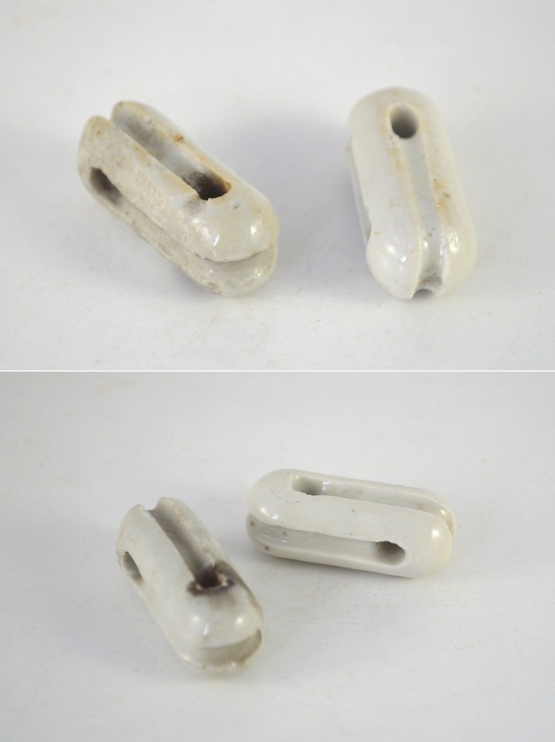 Set of 5 Porcelain Insulators, European Guy Wire Strain Insulators ...