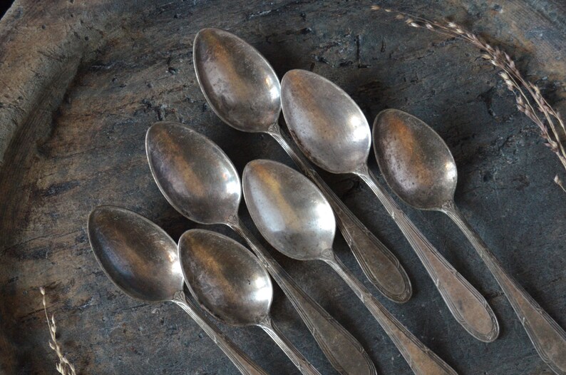 Vintage Tea Spoons, Rustic Alpacca Teaspoons, Food Styling Photo Props ...