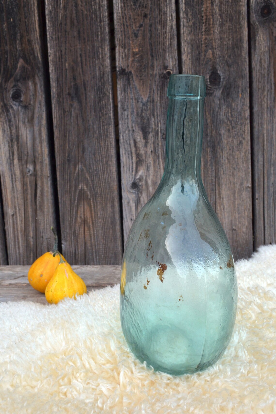 Vintage Small Demijohn Glass Balloon Aqua Blue Glass Carboy - Etsy