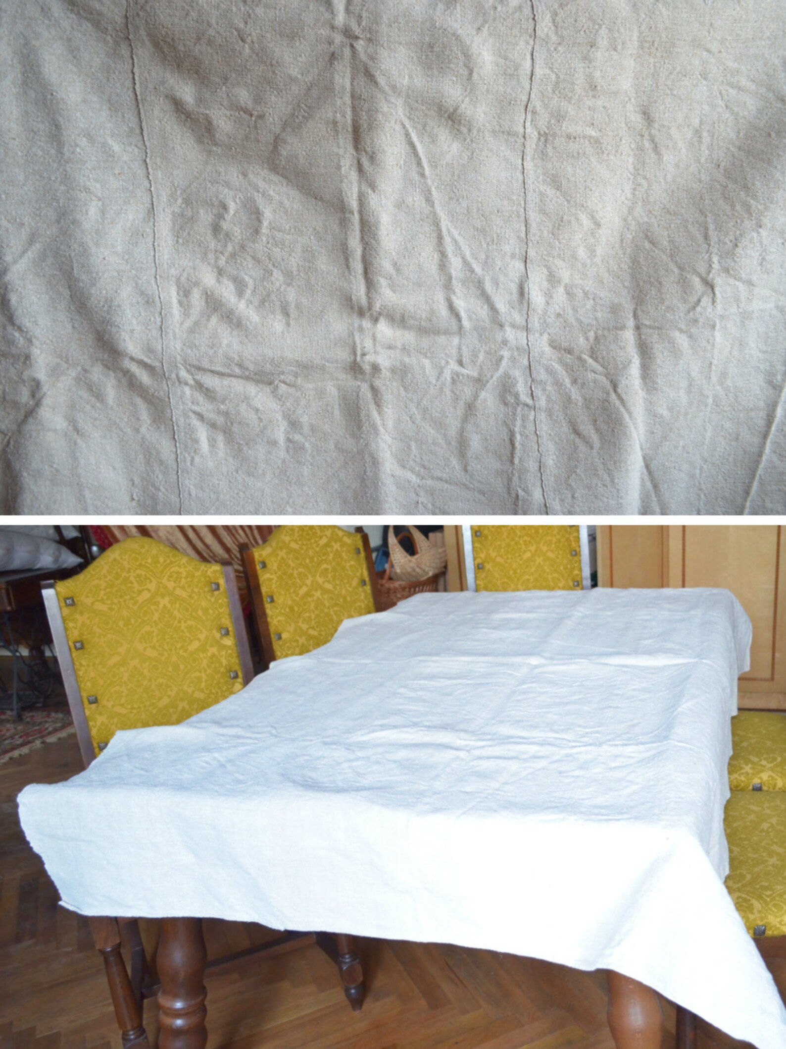 Chunky Fabric Vintage Hemp Cover, Large Home Loomed Vintage Hemp Sheet ...