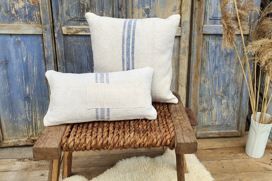 Linen Pillow Covers From Vintage Handwoven Natural Fabric, Boho-chic ...