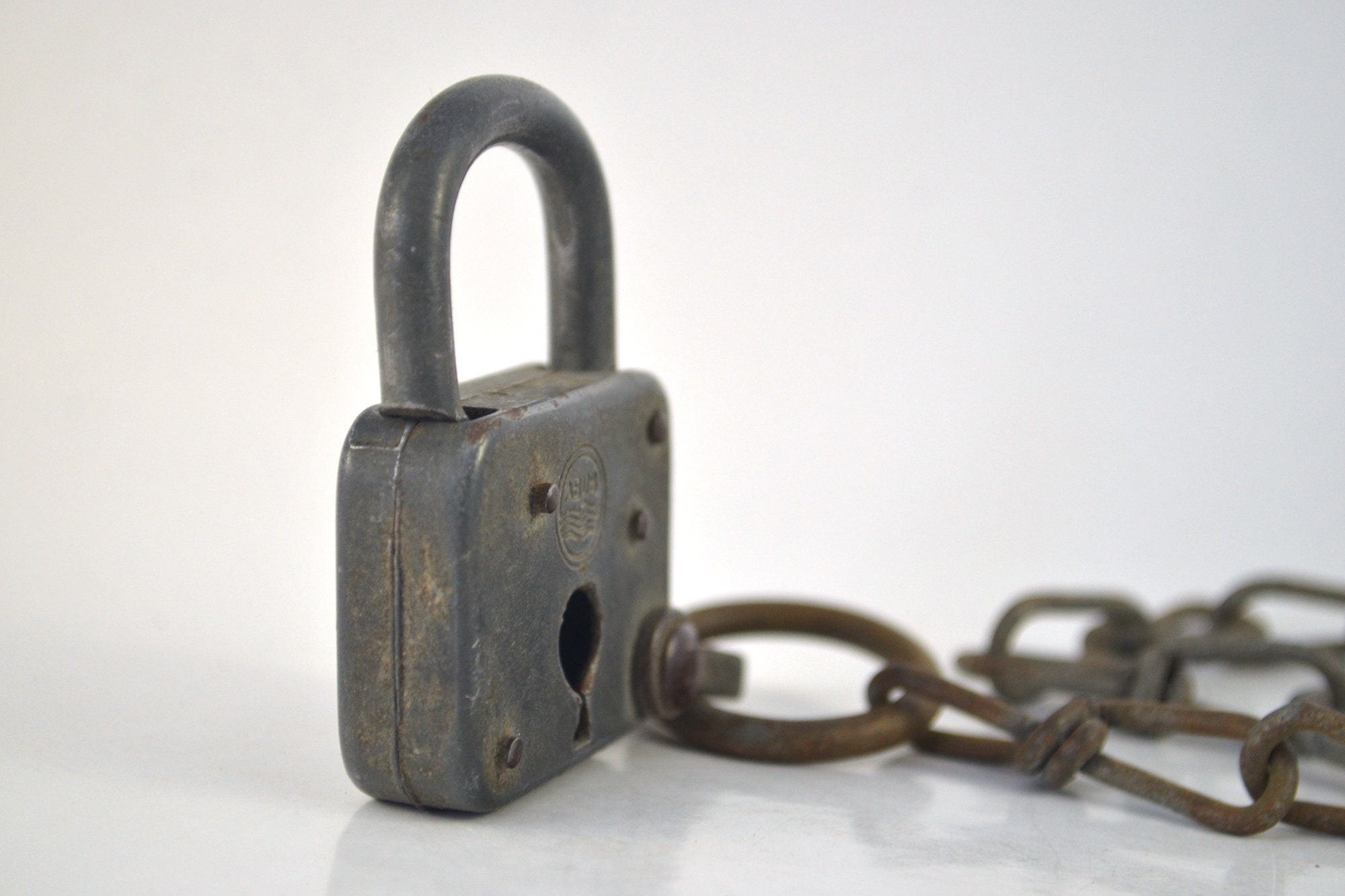 Vintage Padlock With Chain Without Key Old Collectible Metal | Etsy