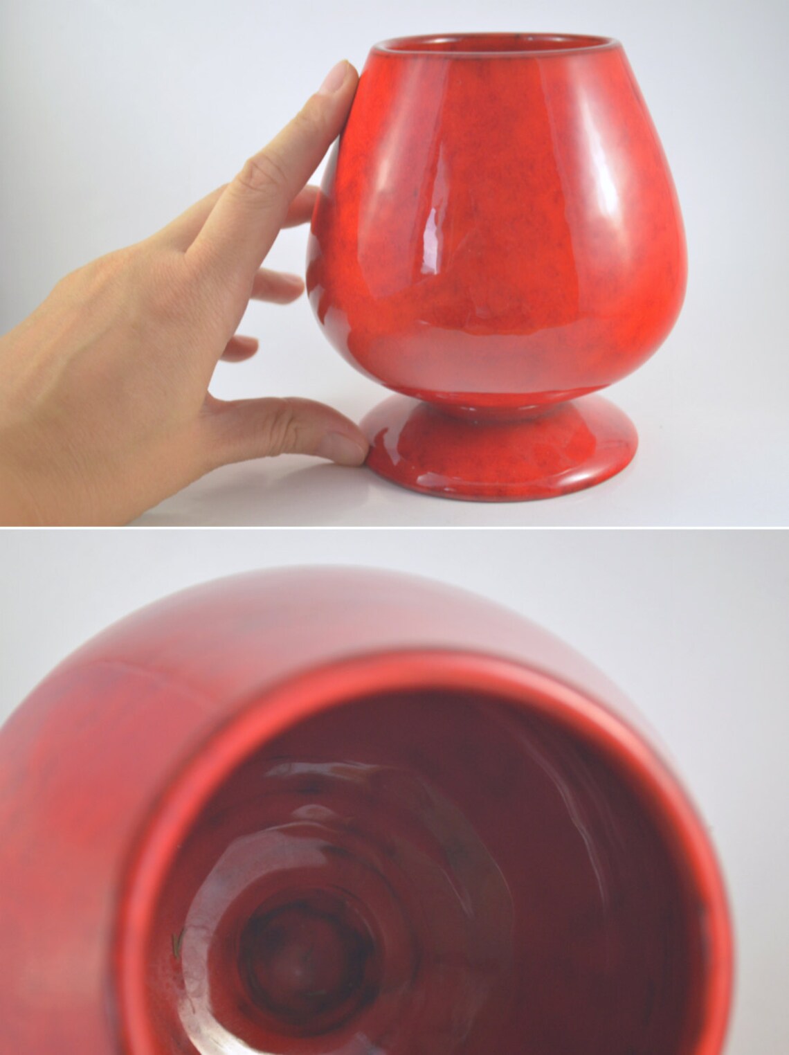 Red Lava Goblet Vase Italy Signed Art Pottery in Striking Red | Etsy