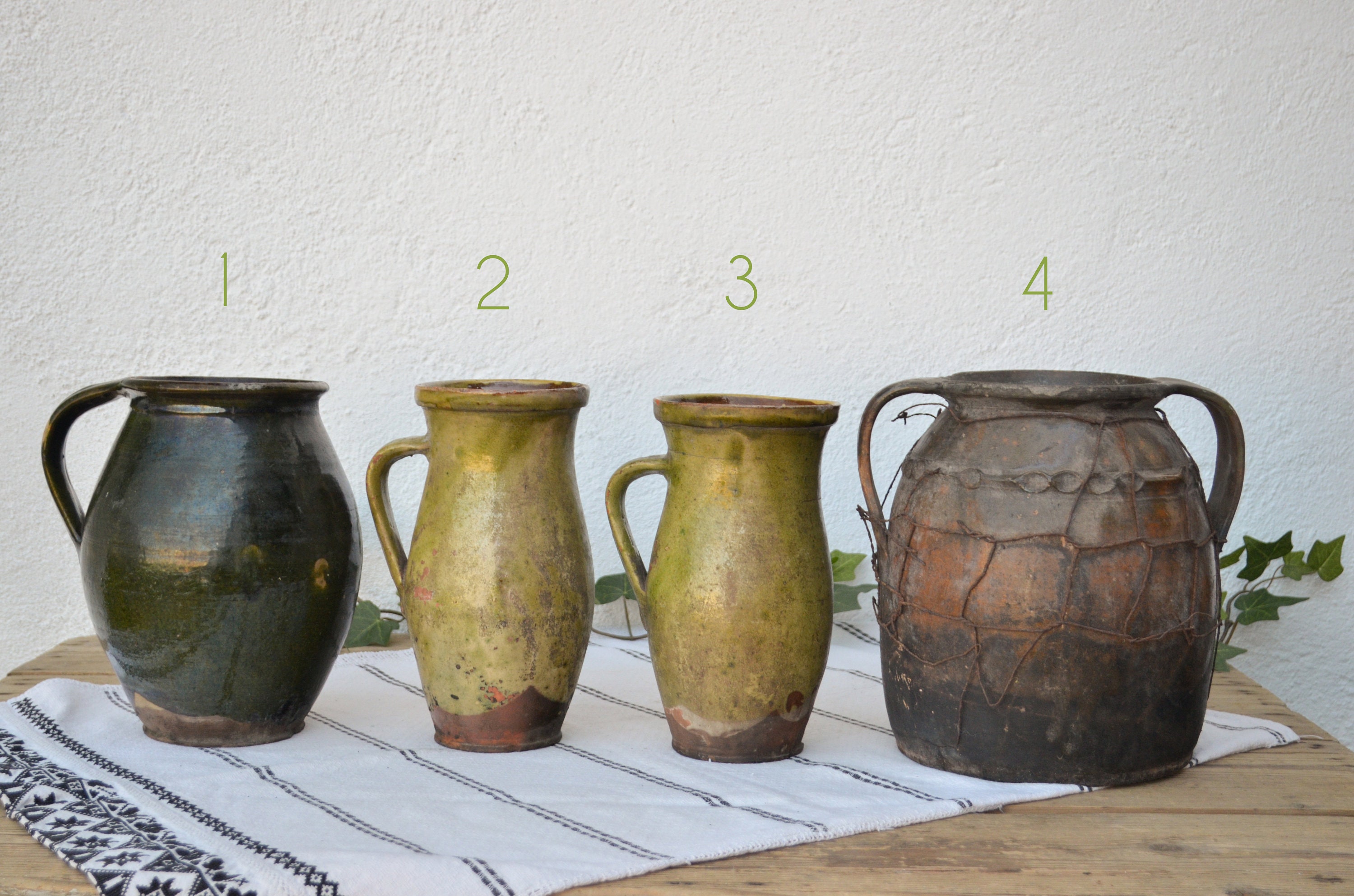 Primitive Jugs Traditional Glazed Clay Pitcher Vintage Water | Etsy