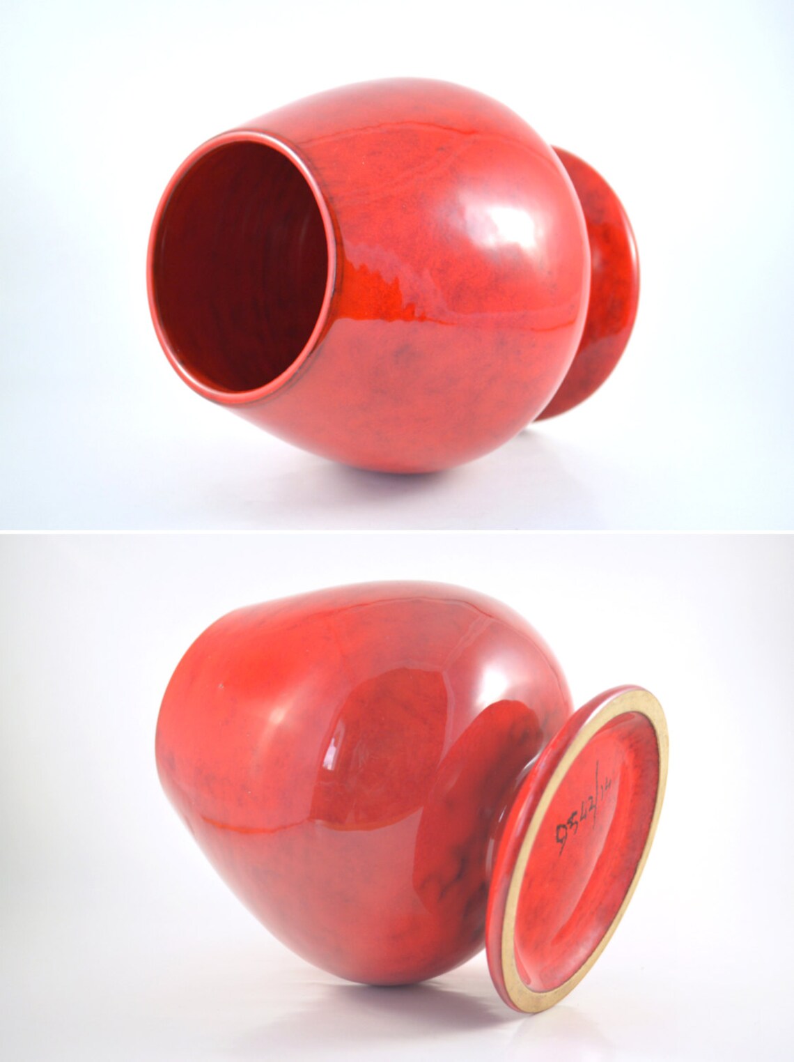 Red Lava Goblet Vase Italy Signed Art Pottery in Striking Red | Etsy