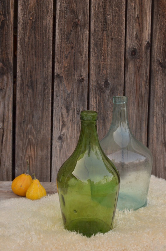 Vintage Small Demijohn Glass Balloon Aqua Blue and Clear - Etsy