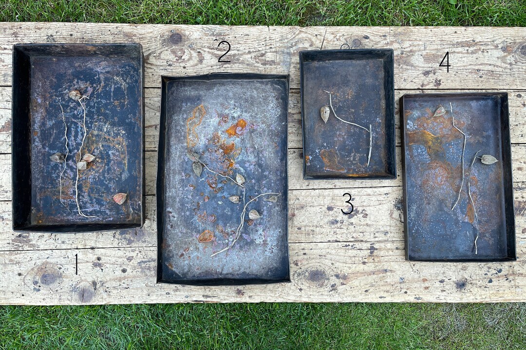 Vintage Black Metal Food Photo Props, Rusty Baking Sheets, Old Patina ...