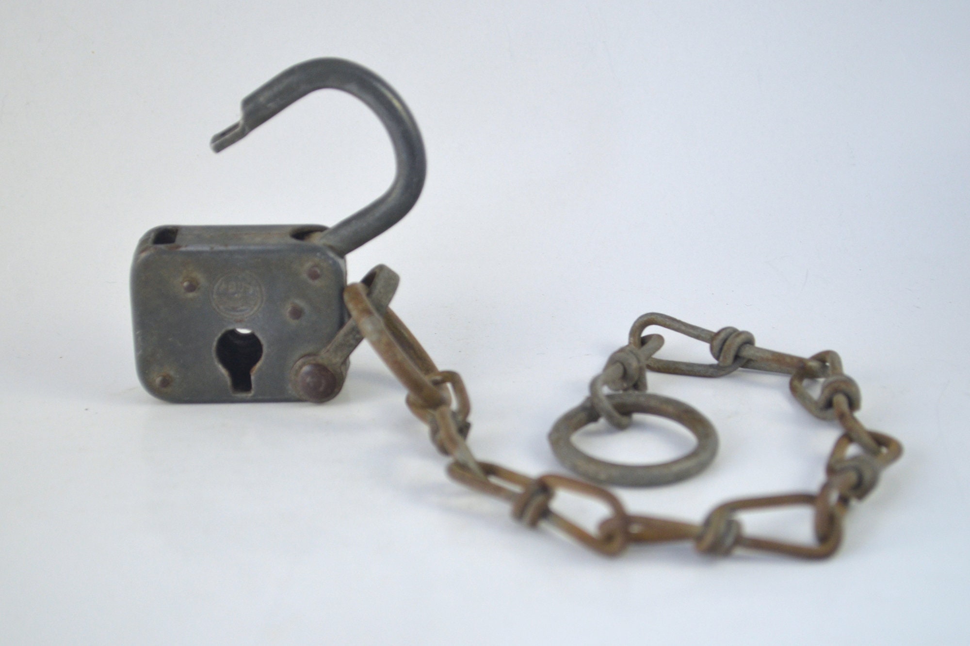 Vintage Padlock With Chain Without Key Old Collectible Metal | Etsy