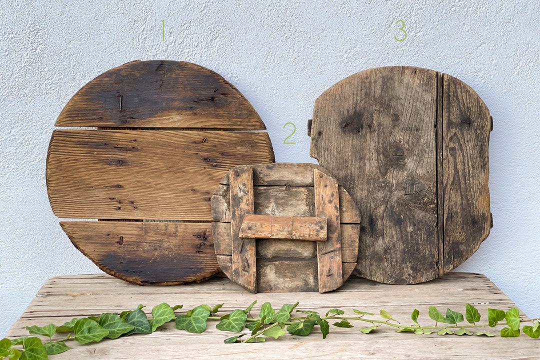Rustic Wooden Crock Lid: Primitive Well Decor, Photo Prop - Etsy