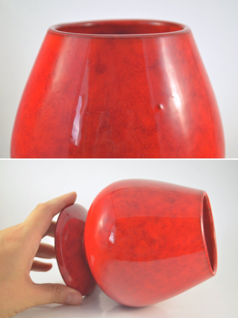 Red Lava Goblet Vase Italy Signed Art Pottery in Striking Red - Etsy