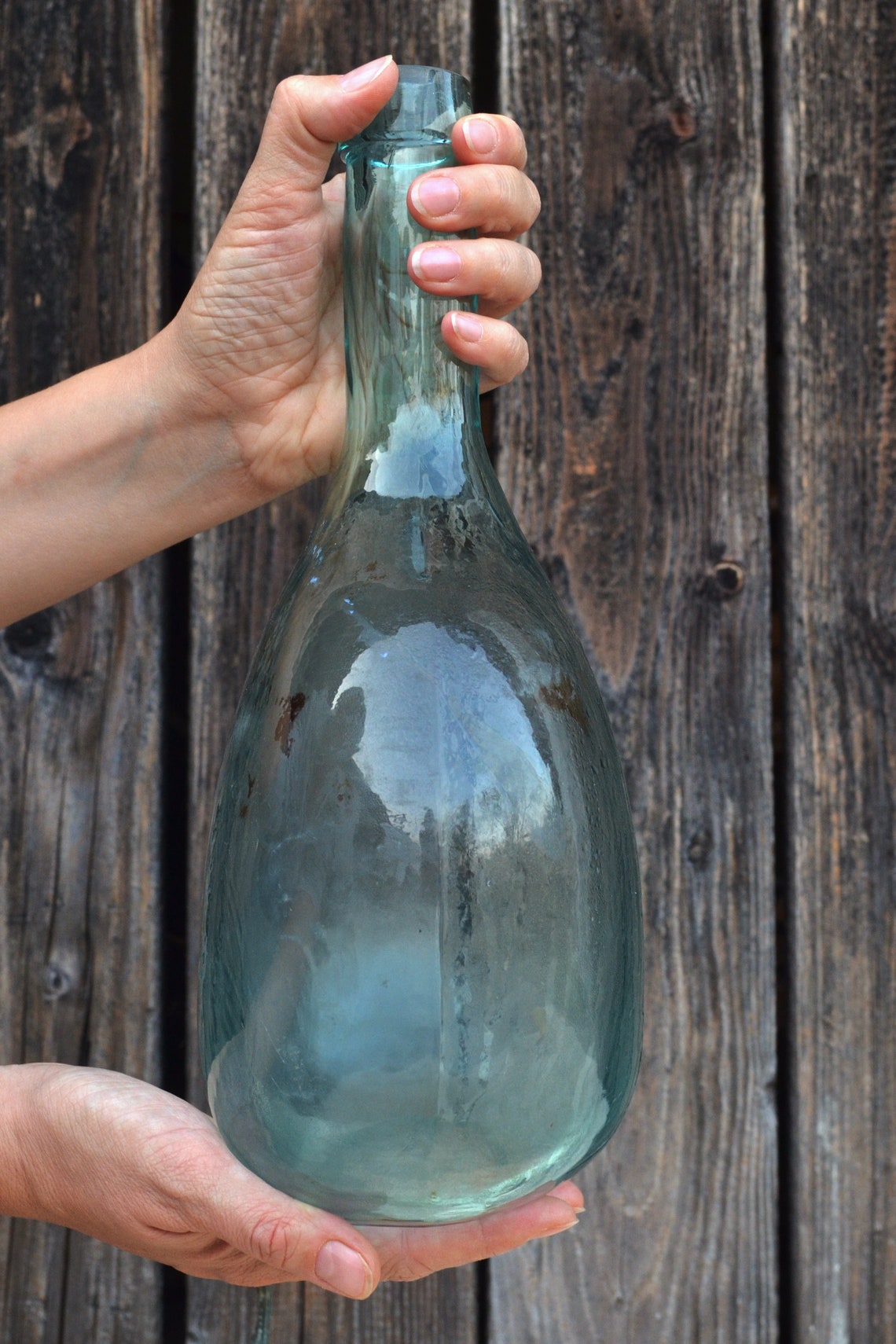 Vintage Small Demijohn Glass Balloon Aqua Blue Glass Carboy - Etsy
