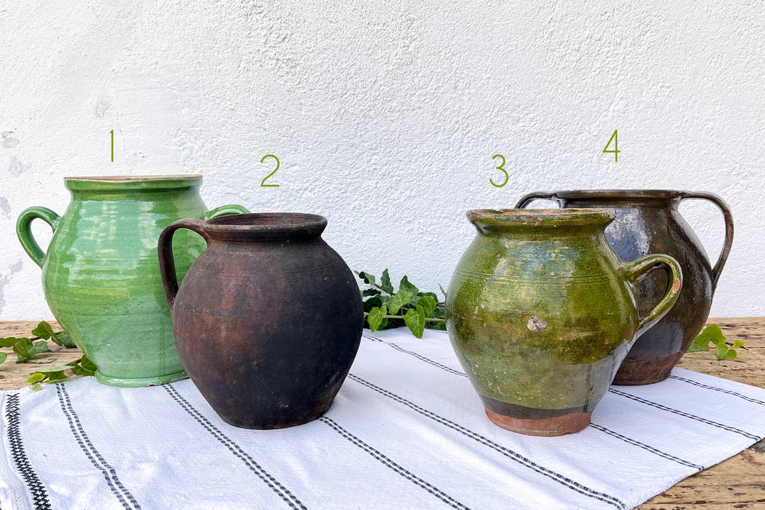 Antique Green Jugs, Primitive Clay Pitcher, Old Water Vessel - Etsy
