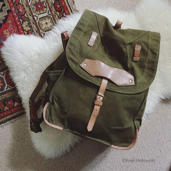 Large Army Backpack, Vintage Military Rucksack, Canva… - Gem