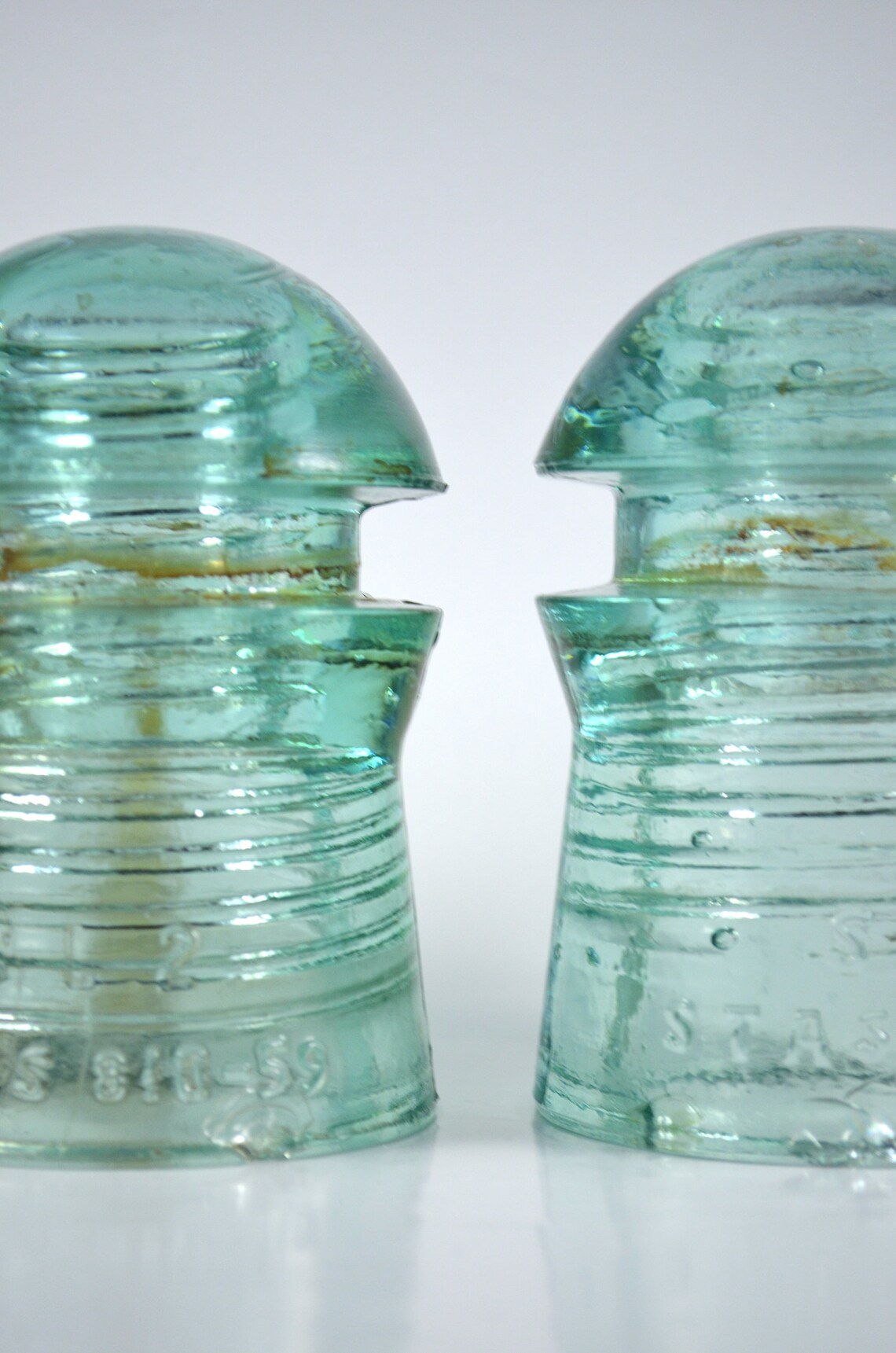 Aqua Blue Glass Insulators Set of 2 Vintage Romanian - Etsy