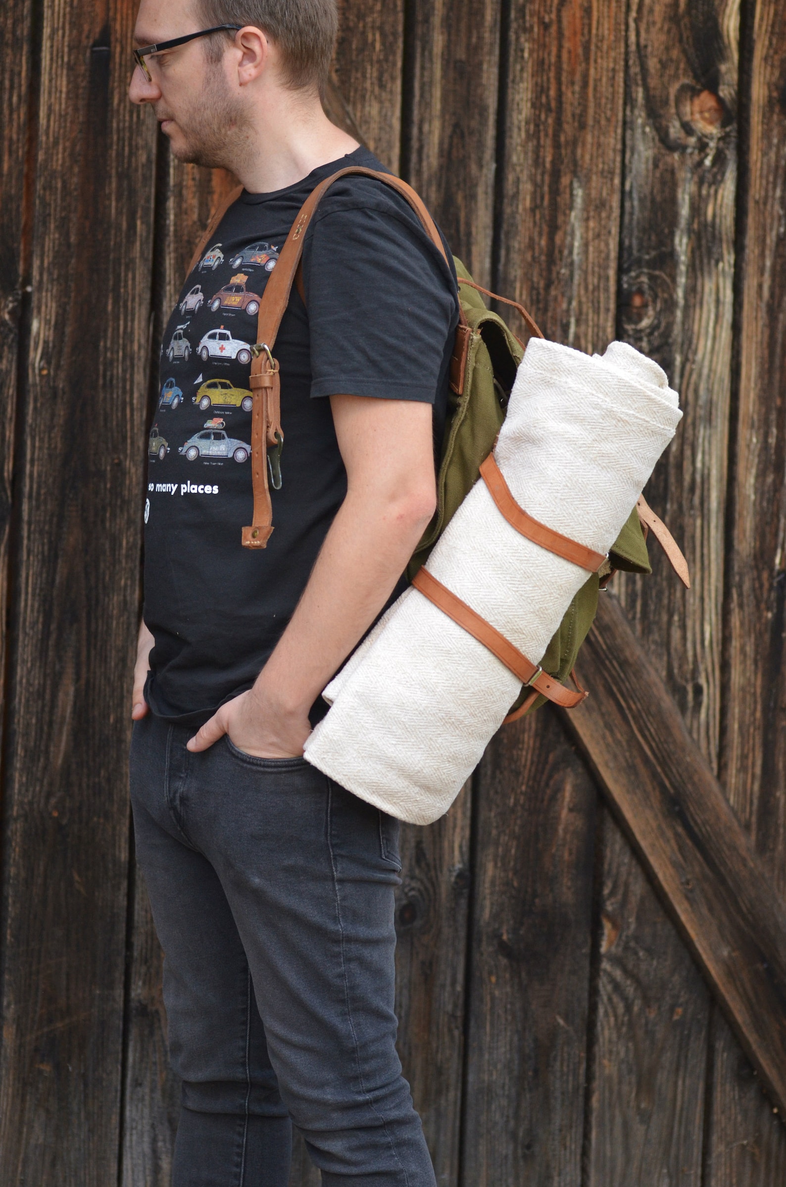 Military Backpack With Leather Straps - Etsy