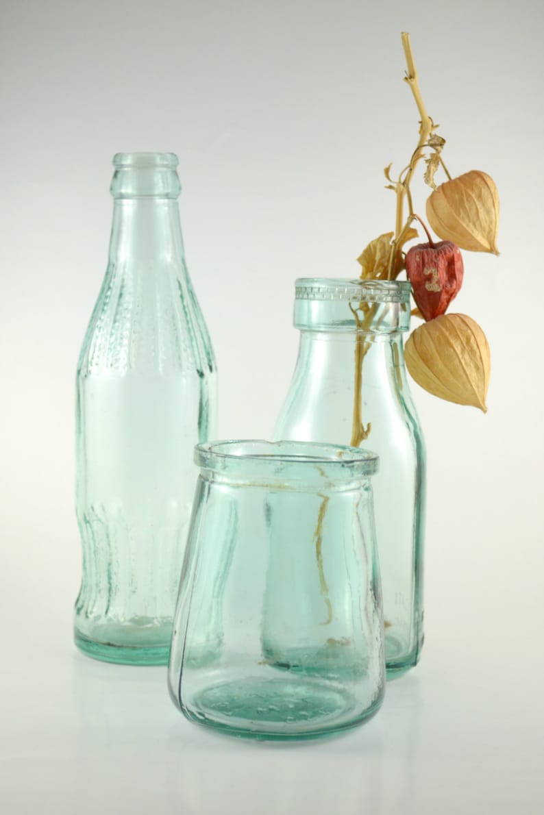 Instant Collection of Vintage Aqua Blue Glass Bottles - Etsy