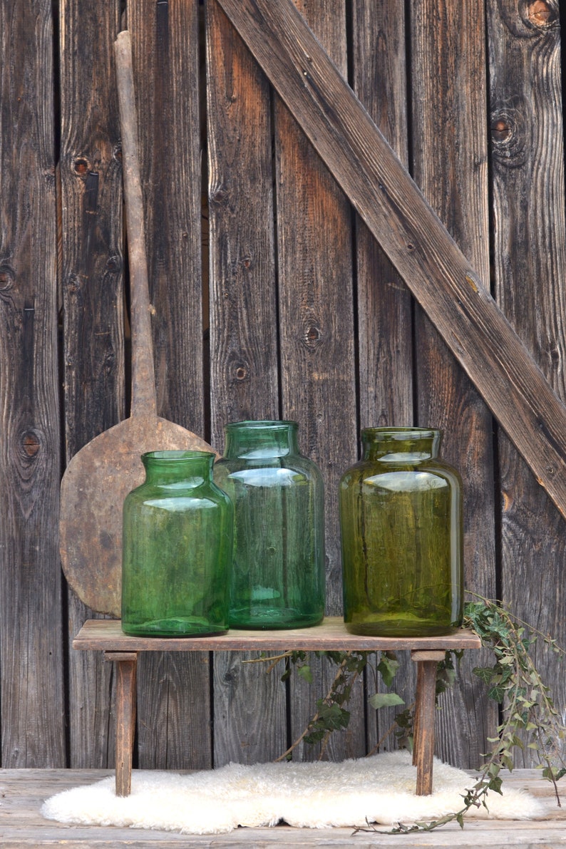 Rare Vintage XXL Jar Big Vintage Glass Jar Handblown Green - Etsy
