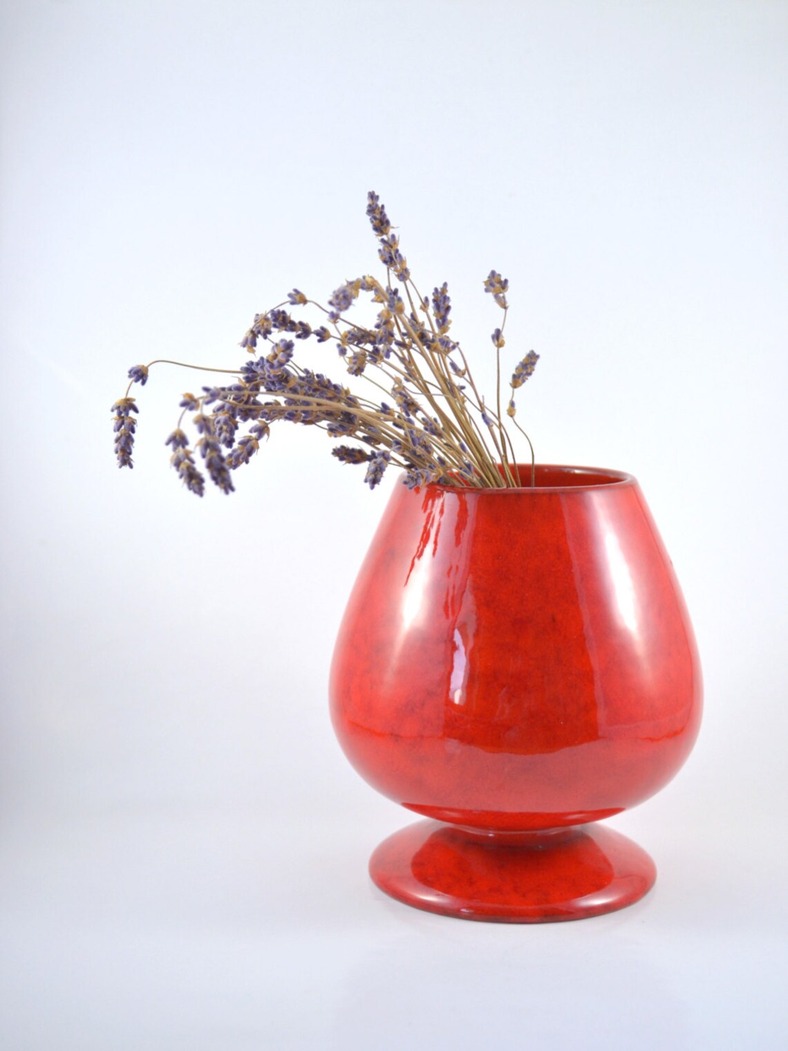 Red Lava Goblet Vase Italy Signed Art Pottery in Striking Red - Etsy
