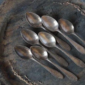 Vintage Tea Spoons, Rustic Alpacca Teaspoons, Food Styling Photo Props ...