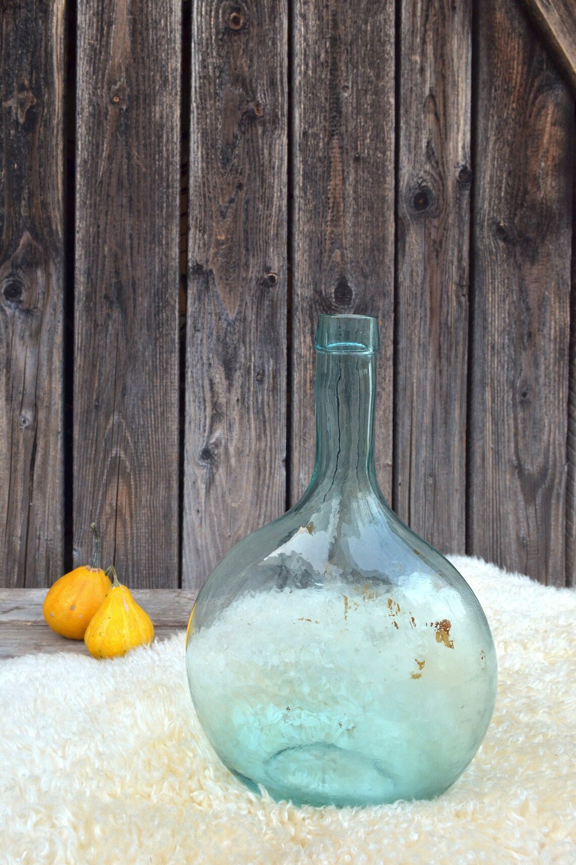 Vintage Small Demijohn Glass Balloon Aqua Blue Glass Carboy - Etsy