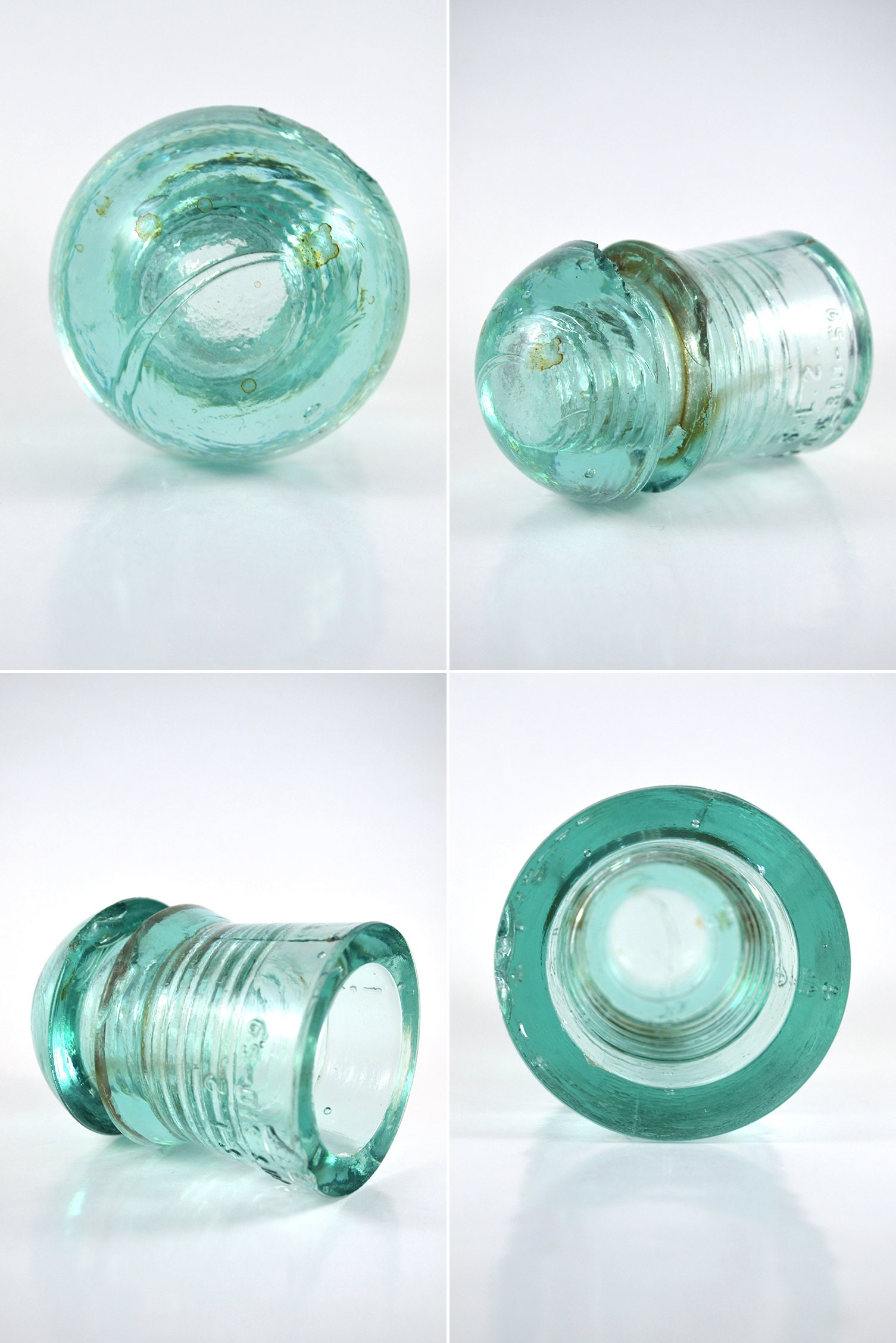 Aqua Blue Glass Insulators Set of 2 Vintage Romanian | Etsy