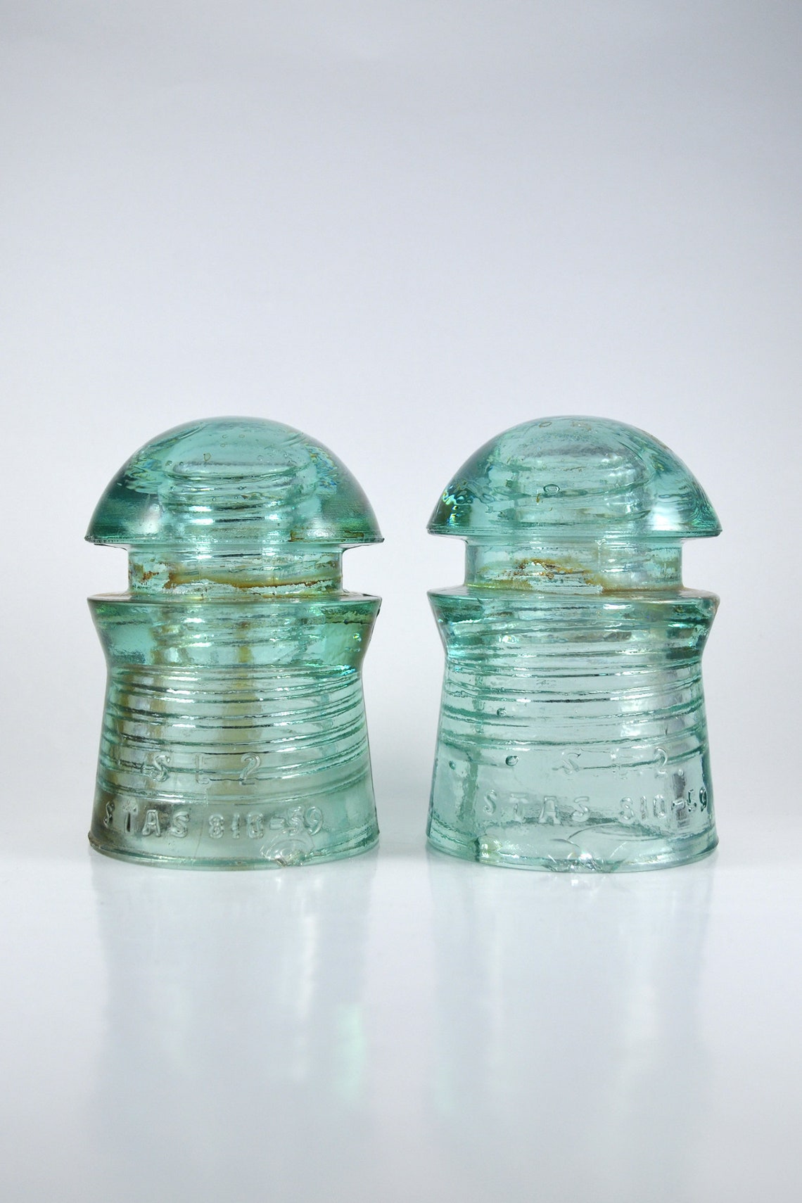 Aqua Blue Glass Insulators Set of 2 Vintage Romanian | Etsy
