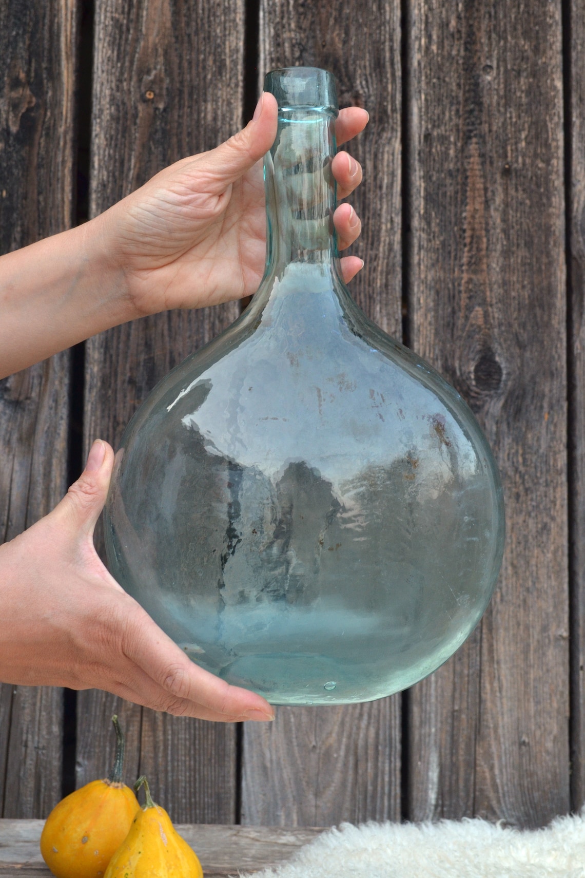 Vintage Small Demijohn Glass Balloon Aqua Blue Glass Carboy - Etsy