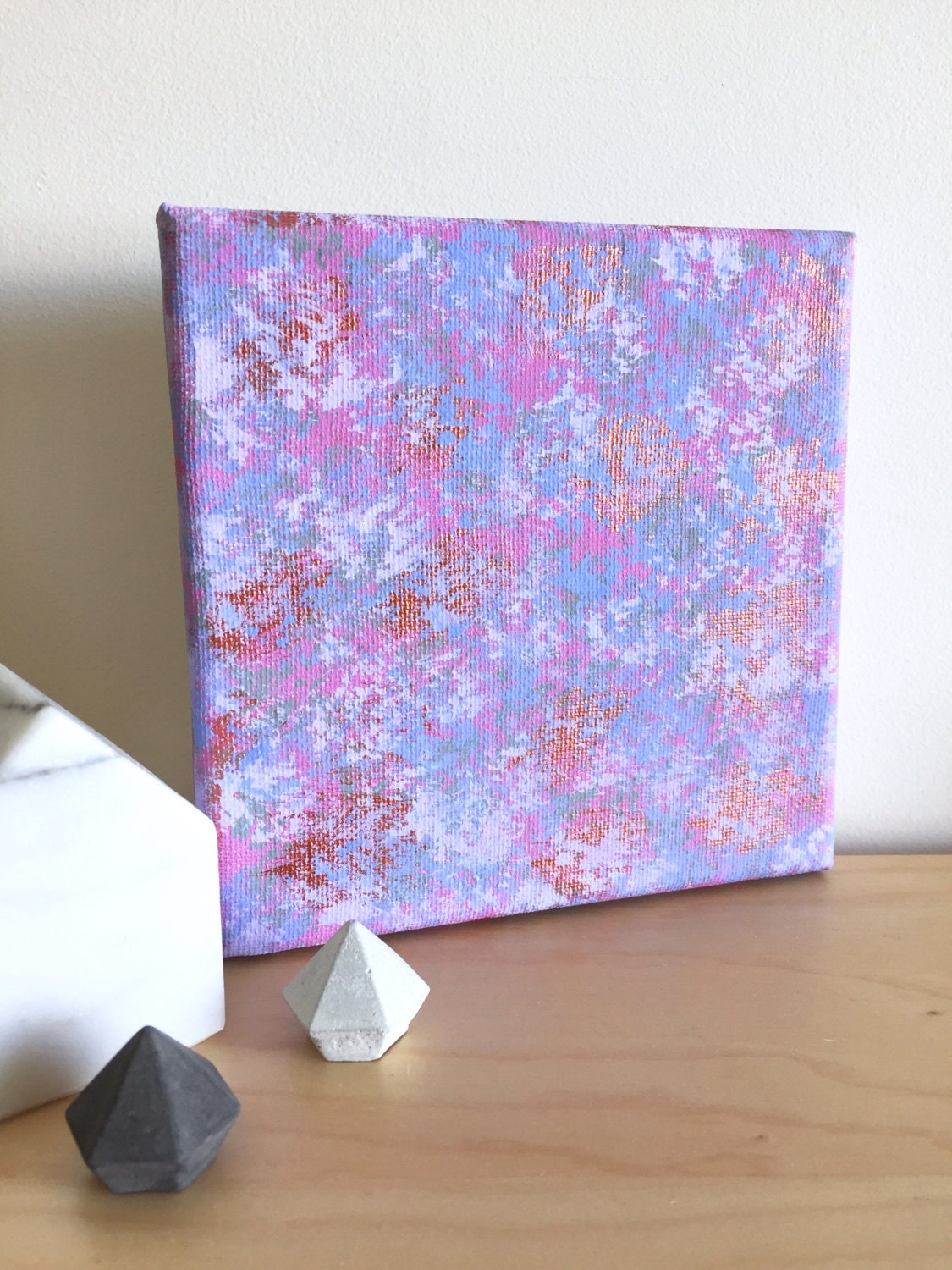 ABSTRACT ART SQUARES - Mini Canvas Acrylic Painting With Metallic ...