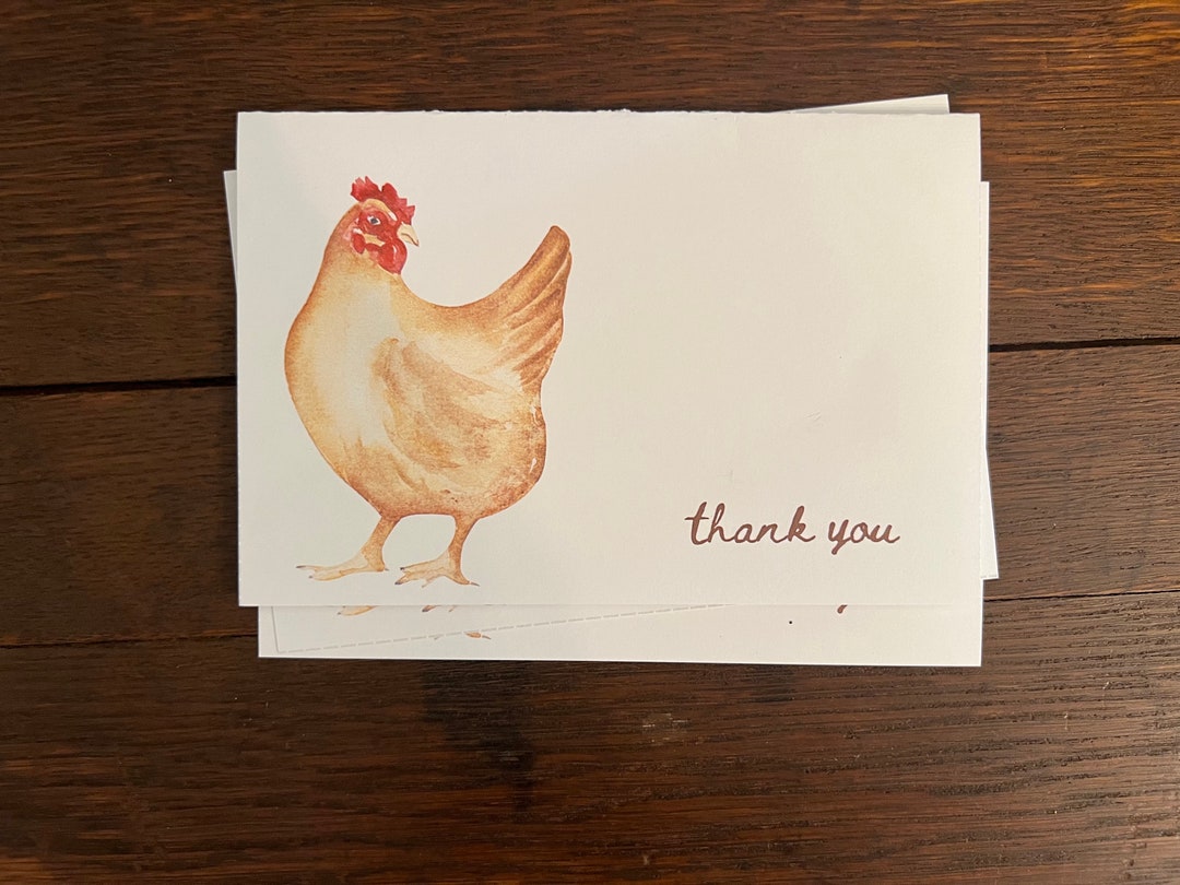 Chicken Watercolor Farm Thank You Card 4"x6" Printable Download, Folded ...