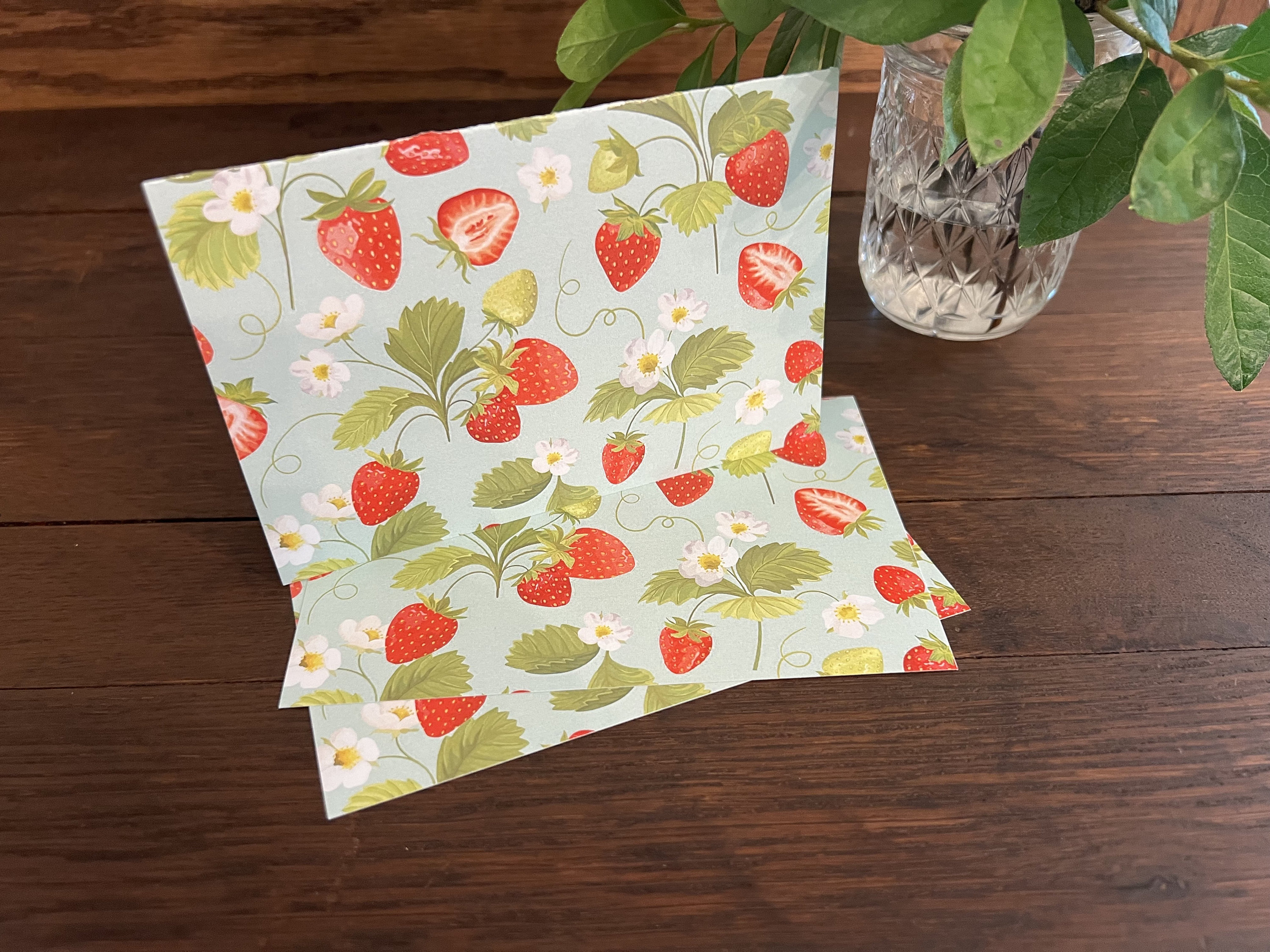 Strawberry Farm Note Card 4x6 Printable Stationary Download, Blank ...