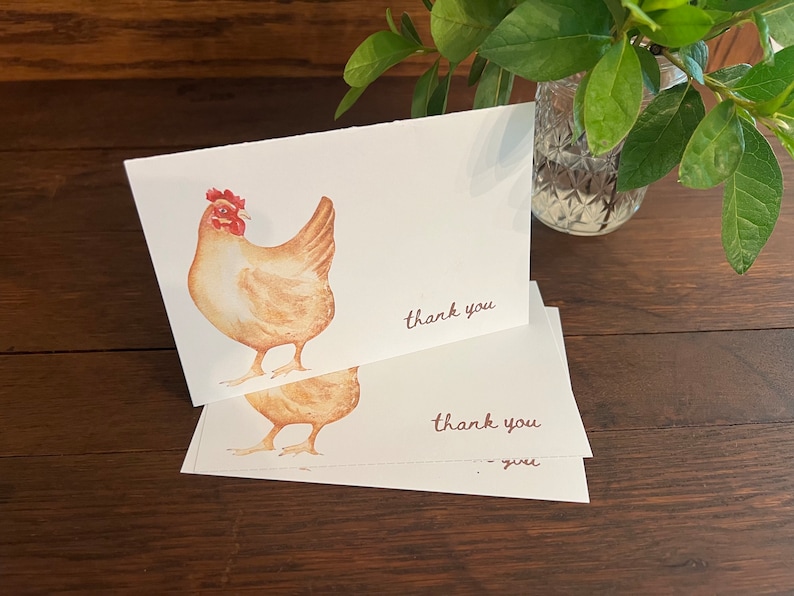 Chicken Watercolor Farm Thank You Card 4"x6" Printable Download, Folded ...