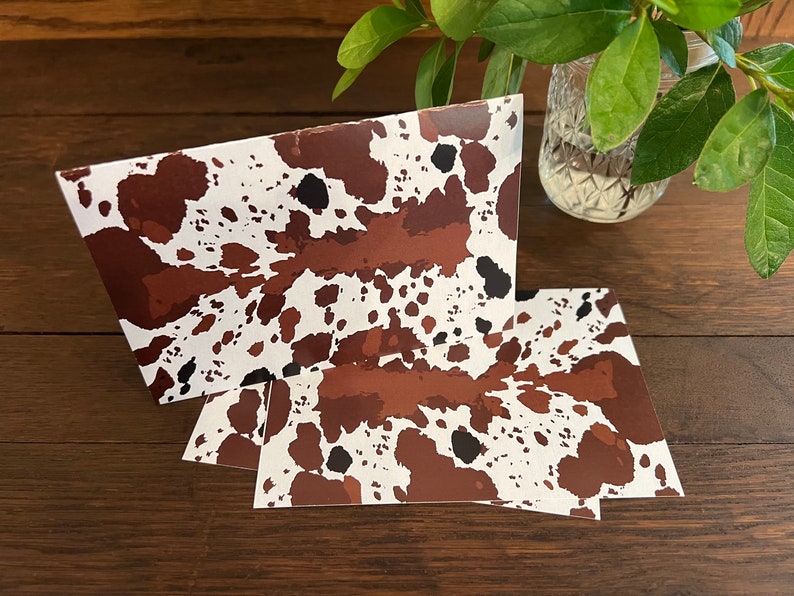 Cowhide Farm Note Card 4x6 Printable Download, Flat Card, Folded Card ...