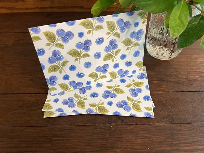 Blueberry Farm Note Card 4"x6" Printable Download, Flat Card, Folded ...