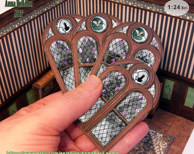 Dollhouse Windows 1:24 Scale, Printable Digital DOWNLOAD , Victorian ...