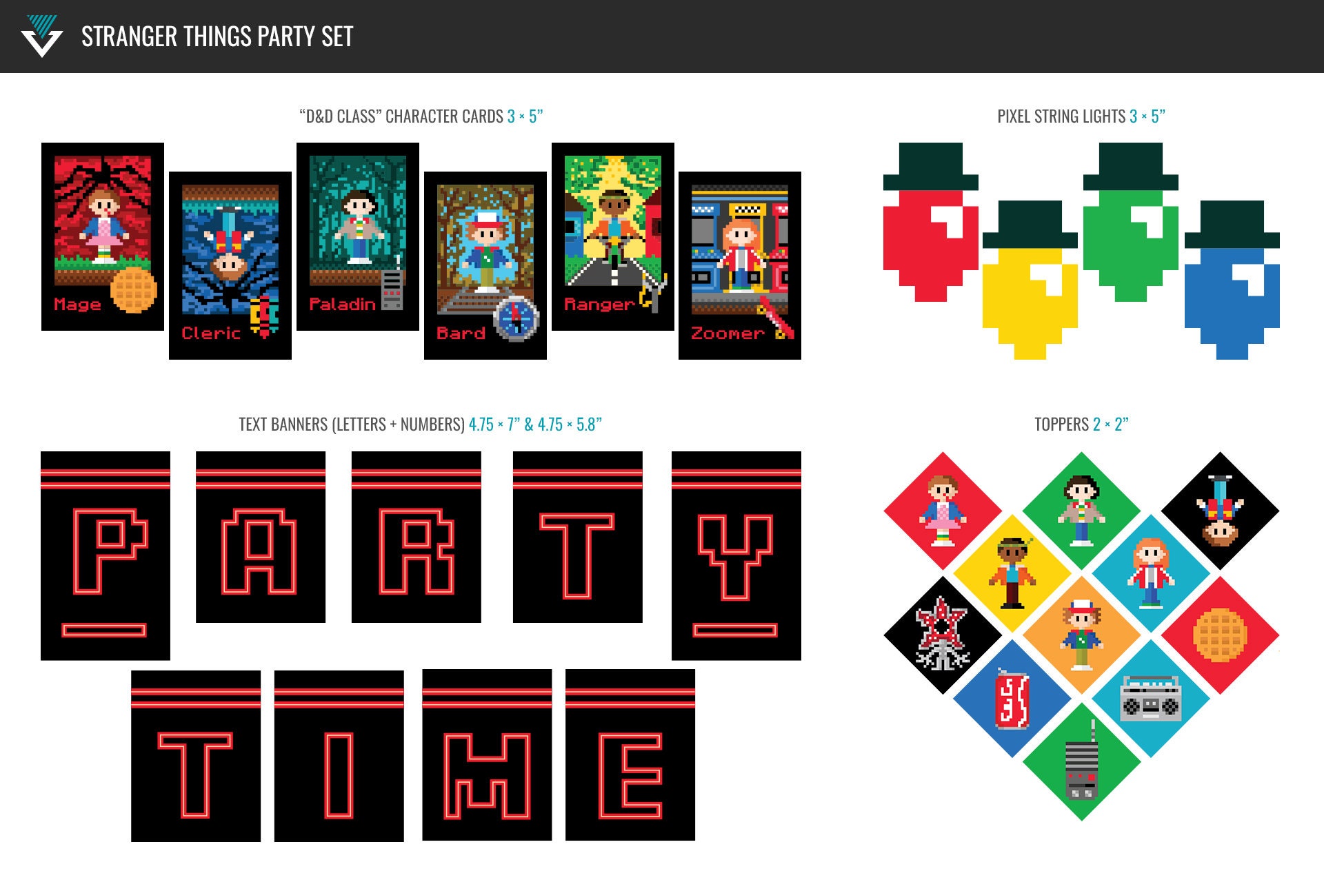 STRANGER THINGS Printable Party / Stranger Things Pixel Art Decorations ...
