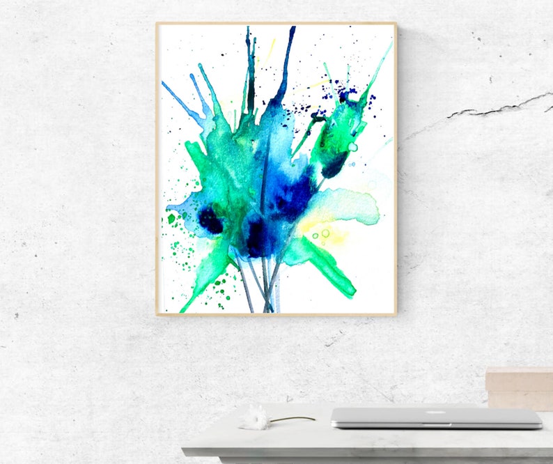 Abstract Splash Watercolor Flower Art Print Collection - Digital ...