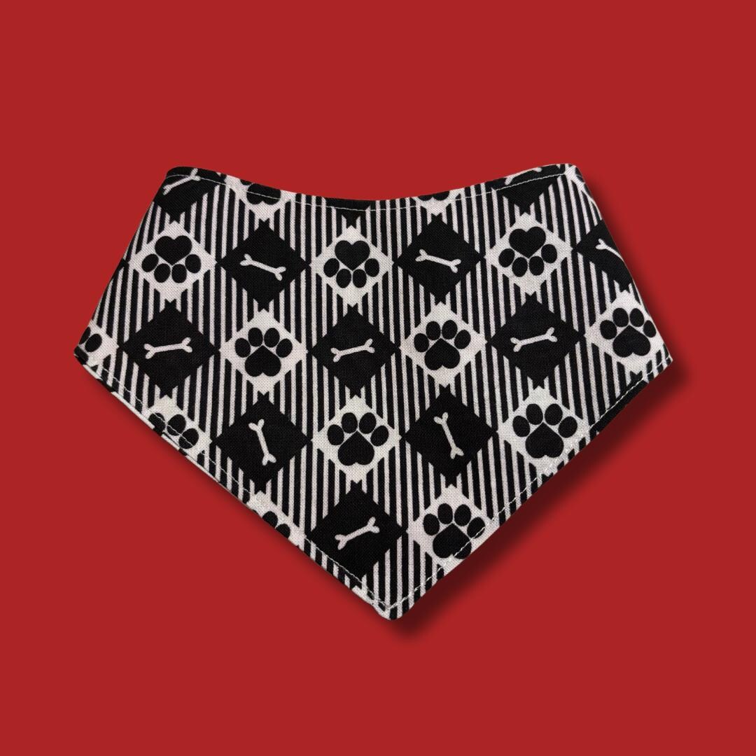 Paw Print Plaid Reversible Snap-on Pet Bandana, Snap on Dog Bandanas ...
