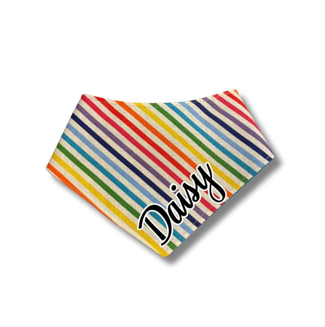Rainbow Stripes Snap-on Pet Bandana, Snap on Dog Bandanas, Cat Bandanas ...