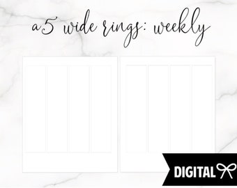 A5 Wide Rings PRINTABLE // Vertical Weekly - Etsy