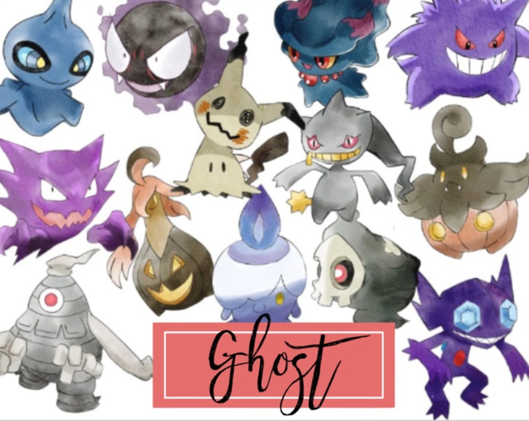 Digital Clip Art Ghost Poke Mon Art, Poke Mon Watercolor Art, Poke Mon ...