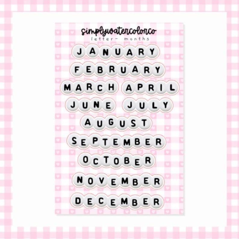 Junk Journal Stickers: Letter Beads, Scrapbooking, Journaling, Months ...