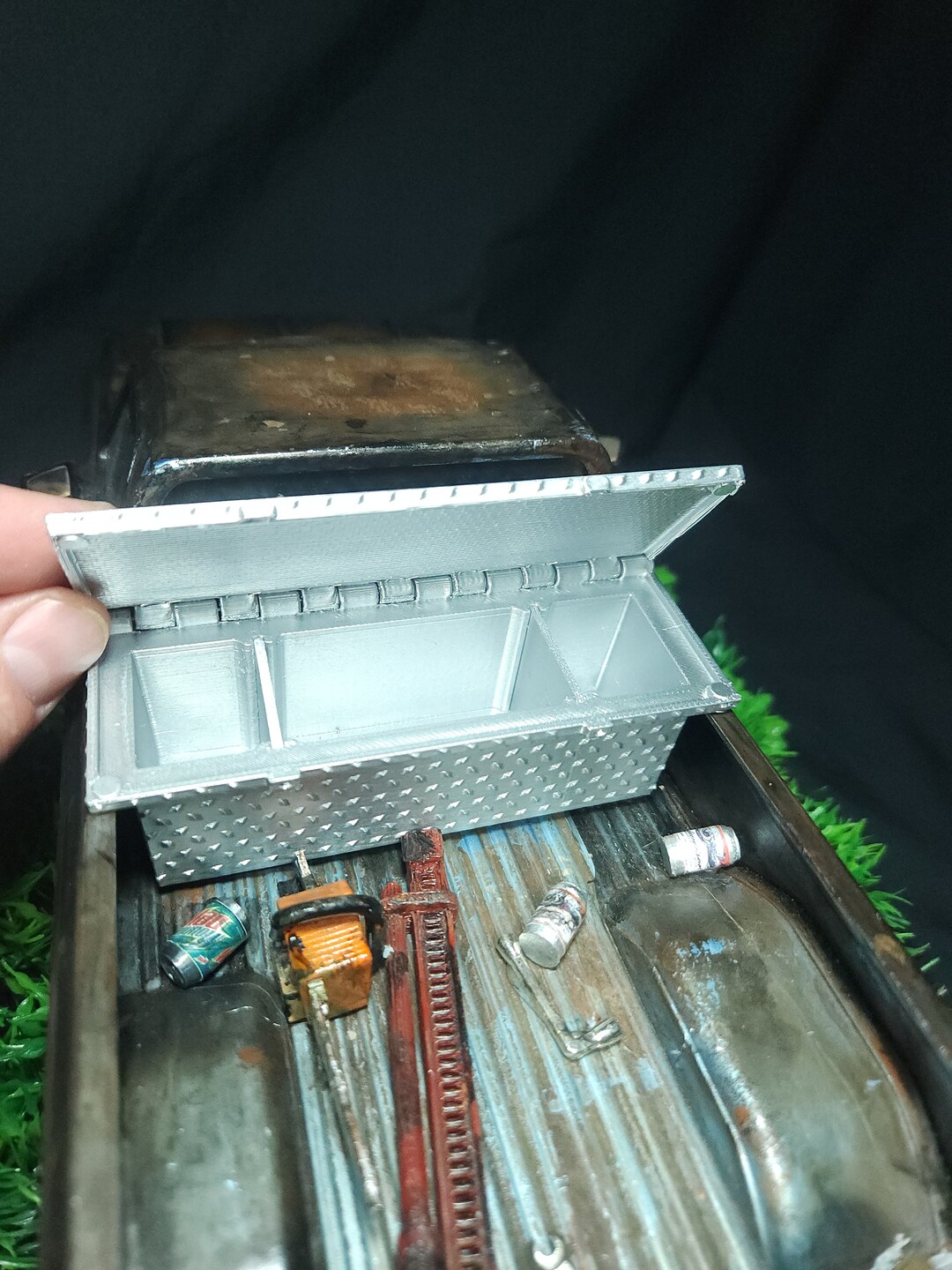 1/18 Scale Crawler Diamond Plate Toolbox RC Truck Bed Cargo Box FMS ...