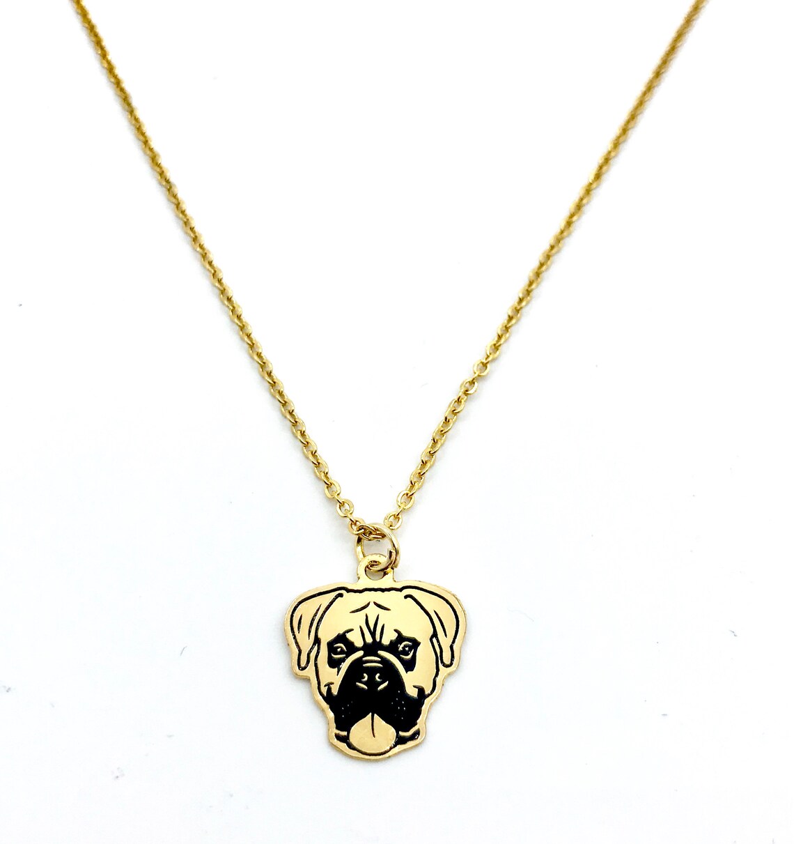 Gold Plated Boxer Dog Necklace, Stainless Steel Chain - Etsy