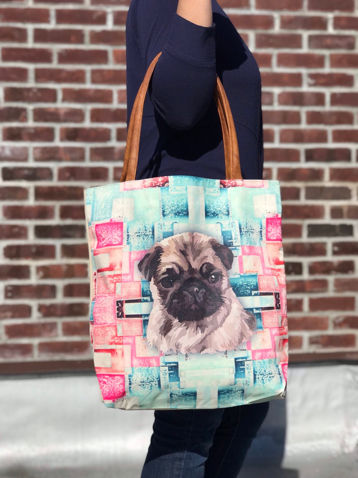 PUG Tote Bag, Tote Bag, Animal Lovers, Dog Lovers, Dog Lover, Pawies ...