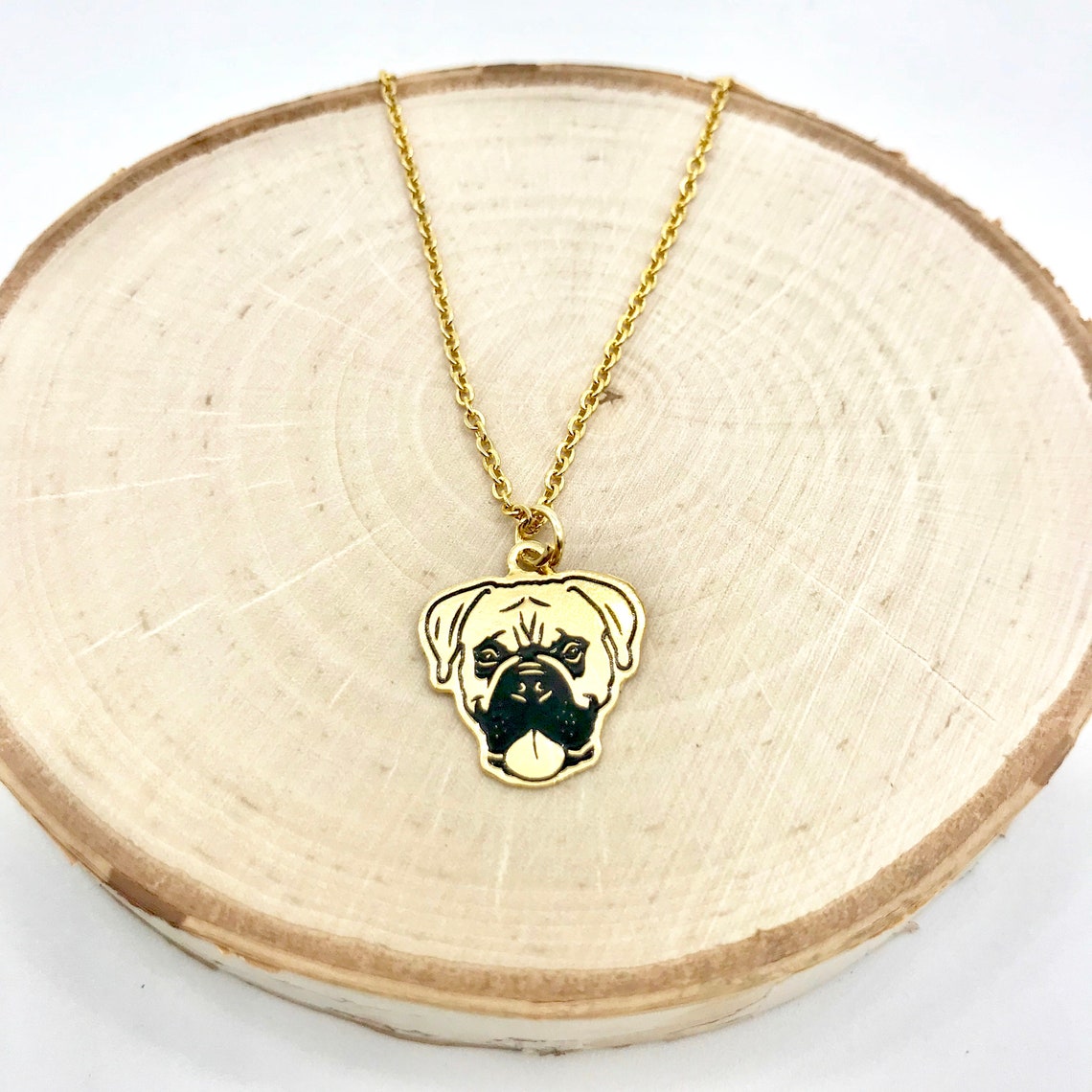 Gold Plated Boxer Dog Necklace, Stainless Steel Chain - Etsy