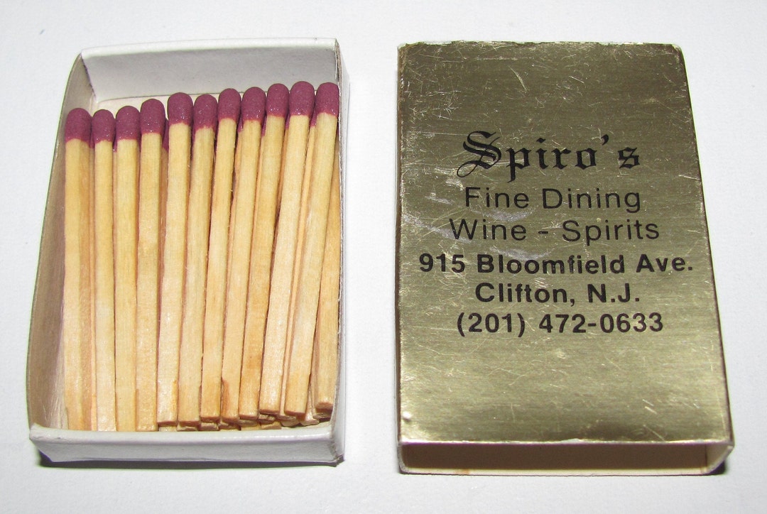 Vintage Matchbox Spiro's Fine Dining Wine Spirits Clifton New Jersey NJ ...