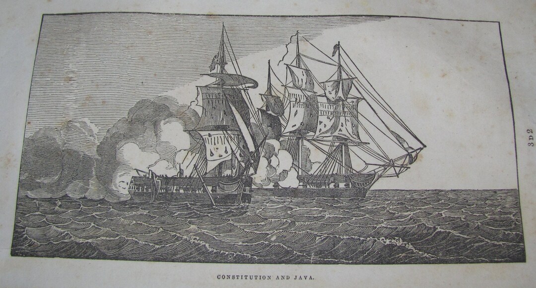 1851 Vintage Illustration Engraving USS Constitution Vs. HMS Java ...